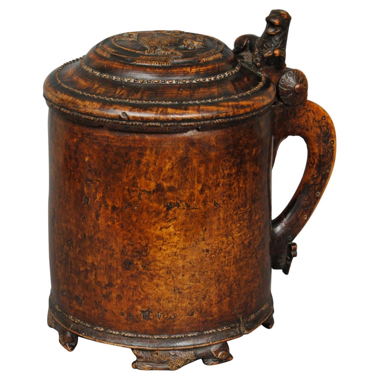 Superb and Large Example of a Norwegian Burr Wood Peg Tankard For Sale ...