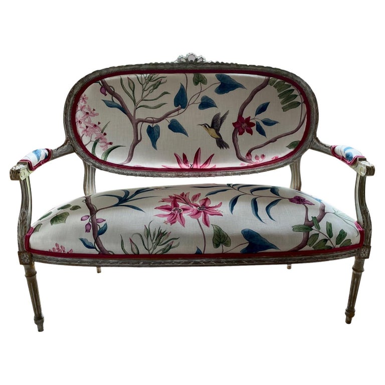 French 19 C Limed Wood Sofa For Sale at 1stDibs