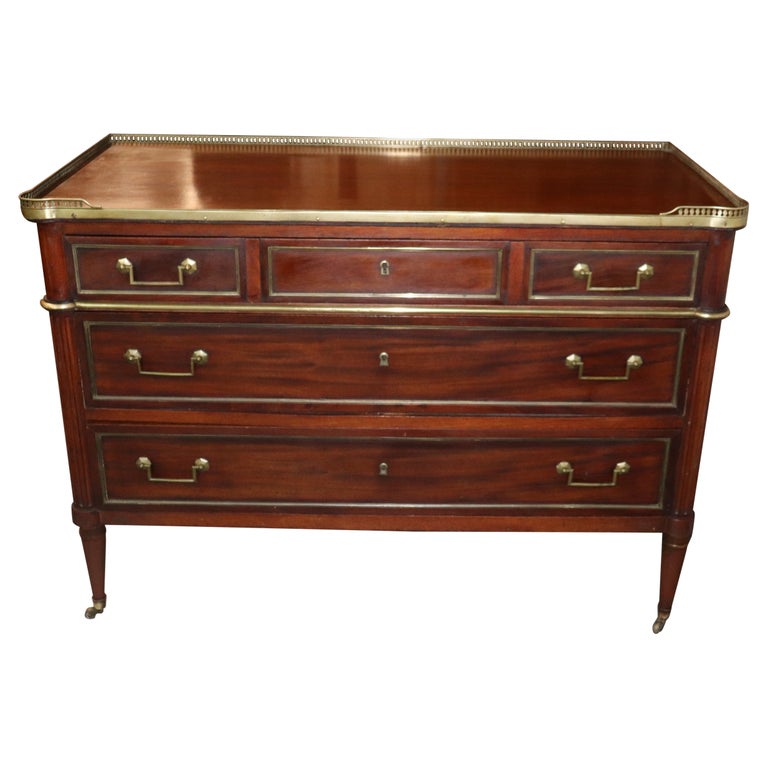 Antique 1880s era French Louis XV Directoire Walnut Commode with Brass ...