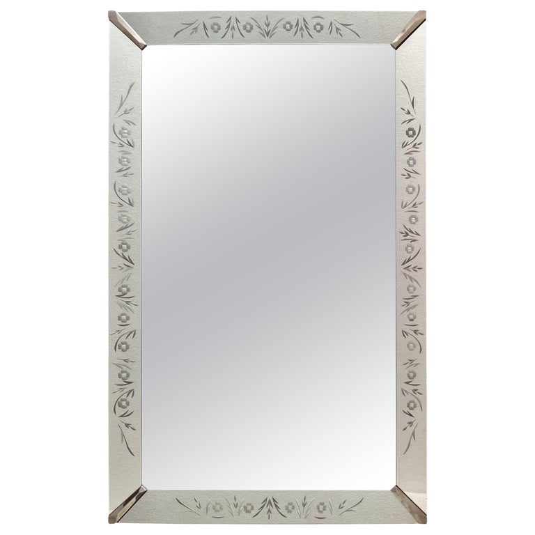 Art Deco Etched Shadow Box Wall Mirror For Sale at 1stDibs