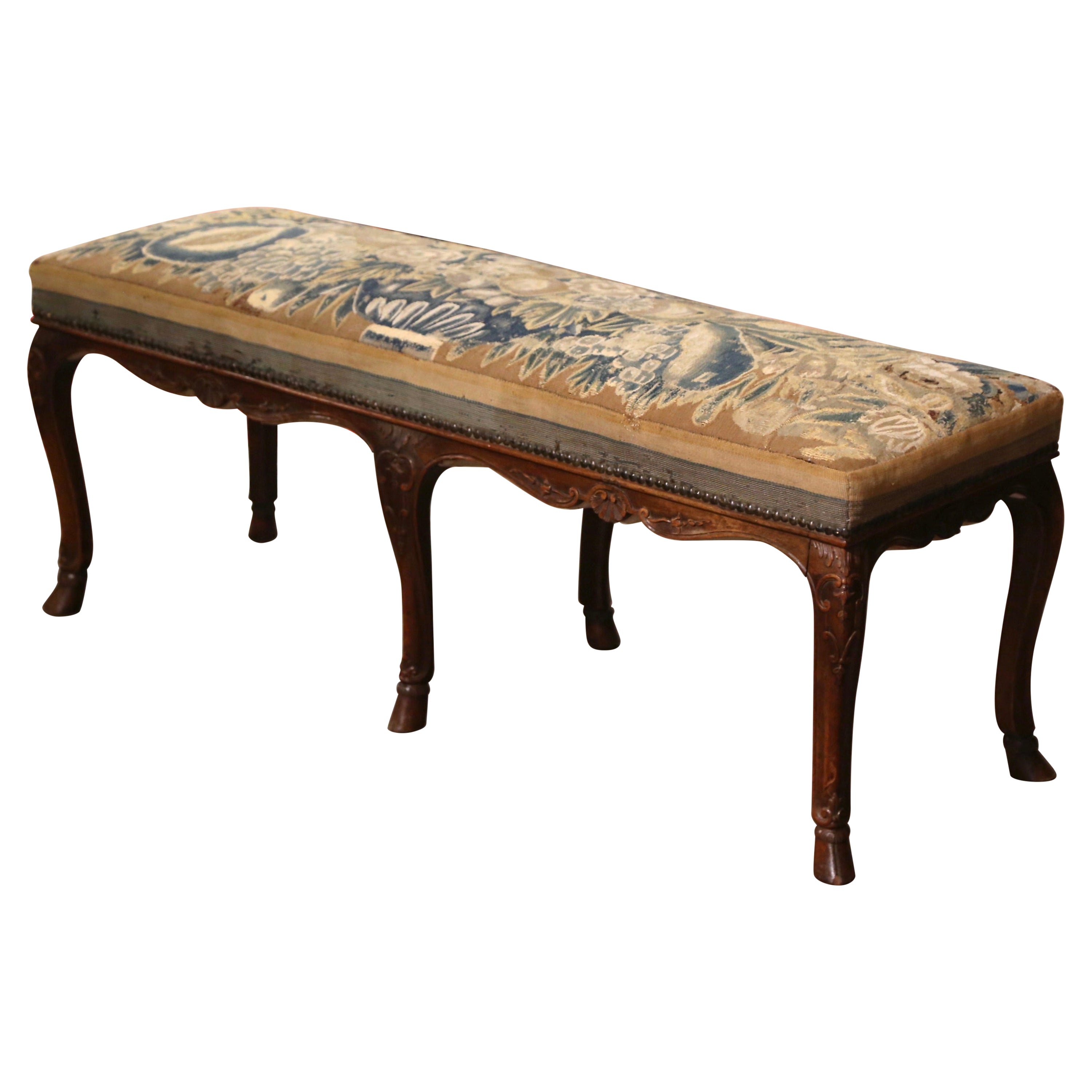 19th Century French Louis XV Carved Walnut and Cane Piano Bench with ...
