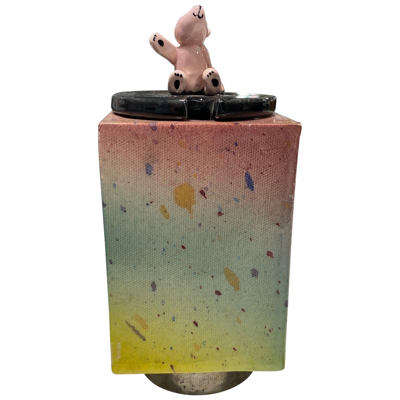 Elsa Benattar Large Glazed Lidded Studio Pottery Bottle Shaped Ewer For ...