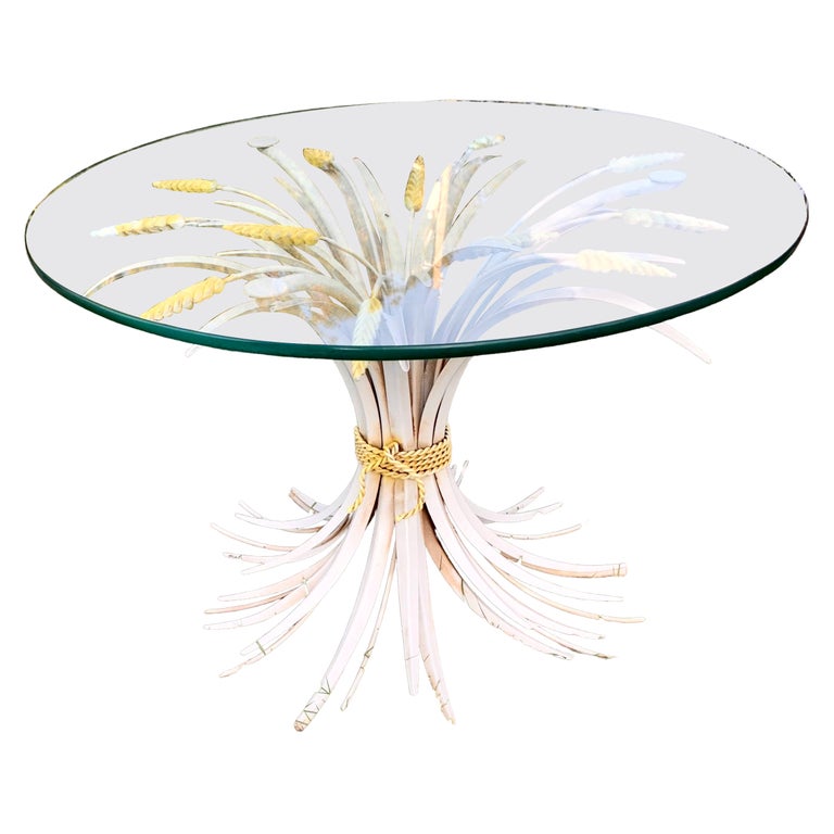 Table de cocktail/table d'appoint Hollywood Regency en verre et fer En ...