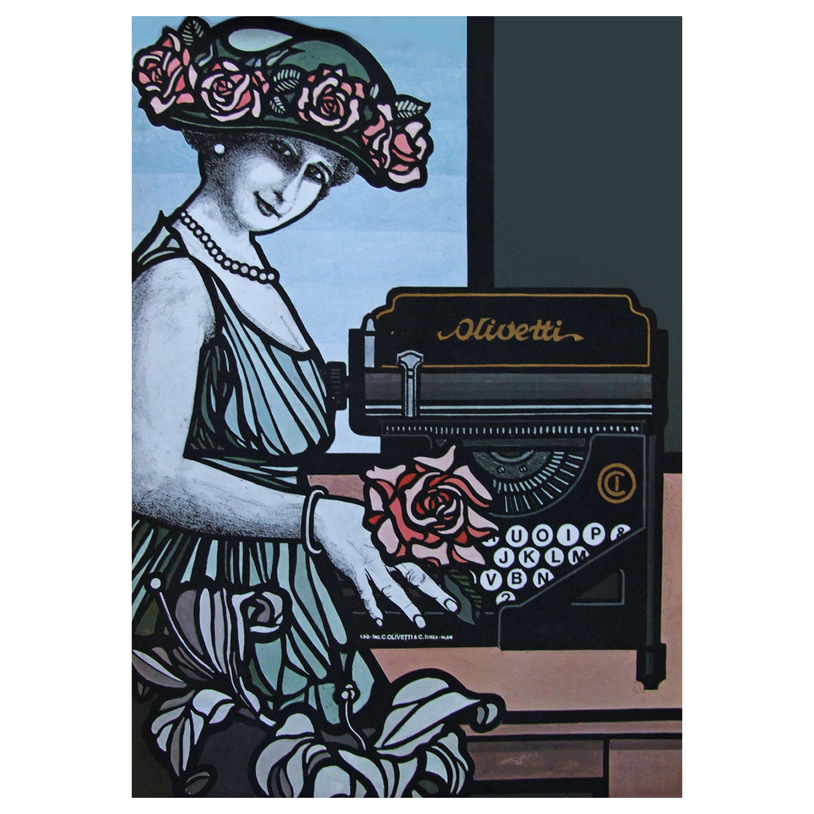 Original Vintage Poster Lexicon Hispano Olivetti Typewriter Graphic ...