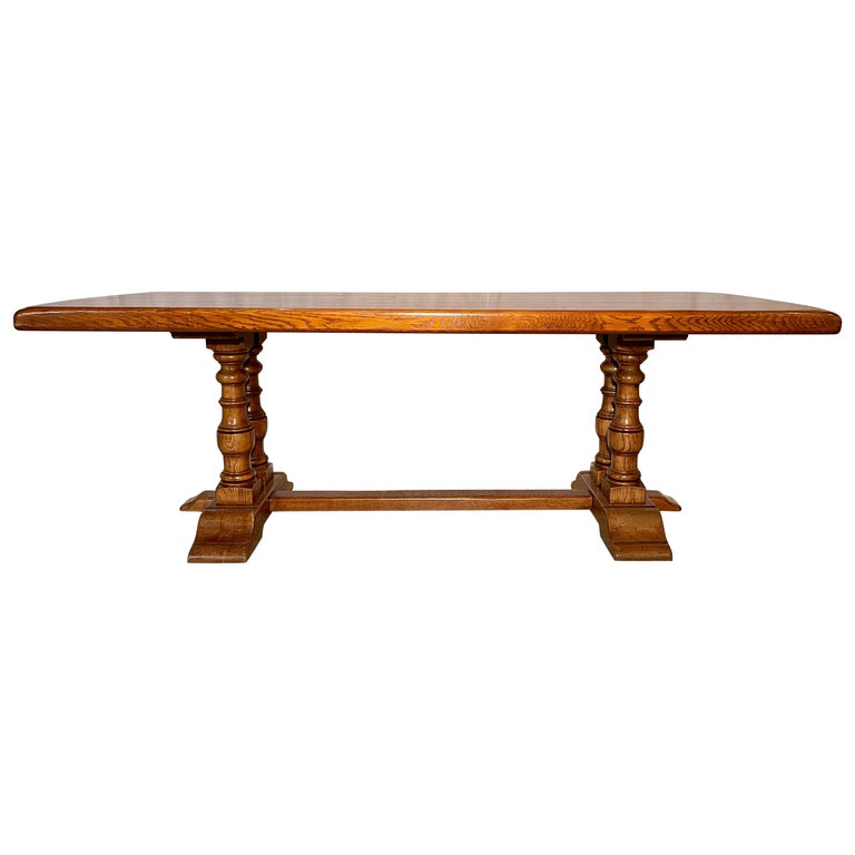 Antique English 19th Century Solid Golden Oak Trestle Table For Sale at ...