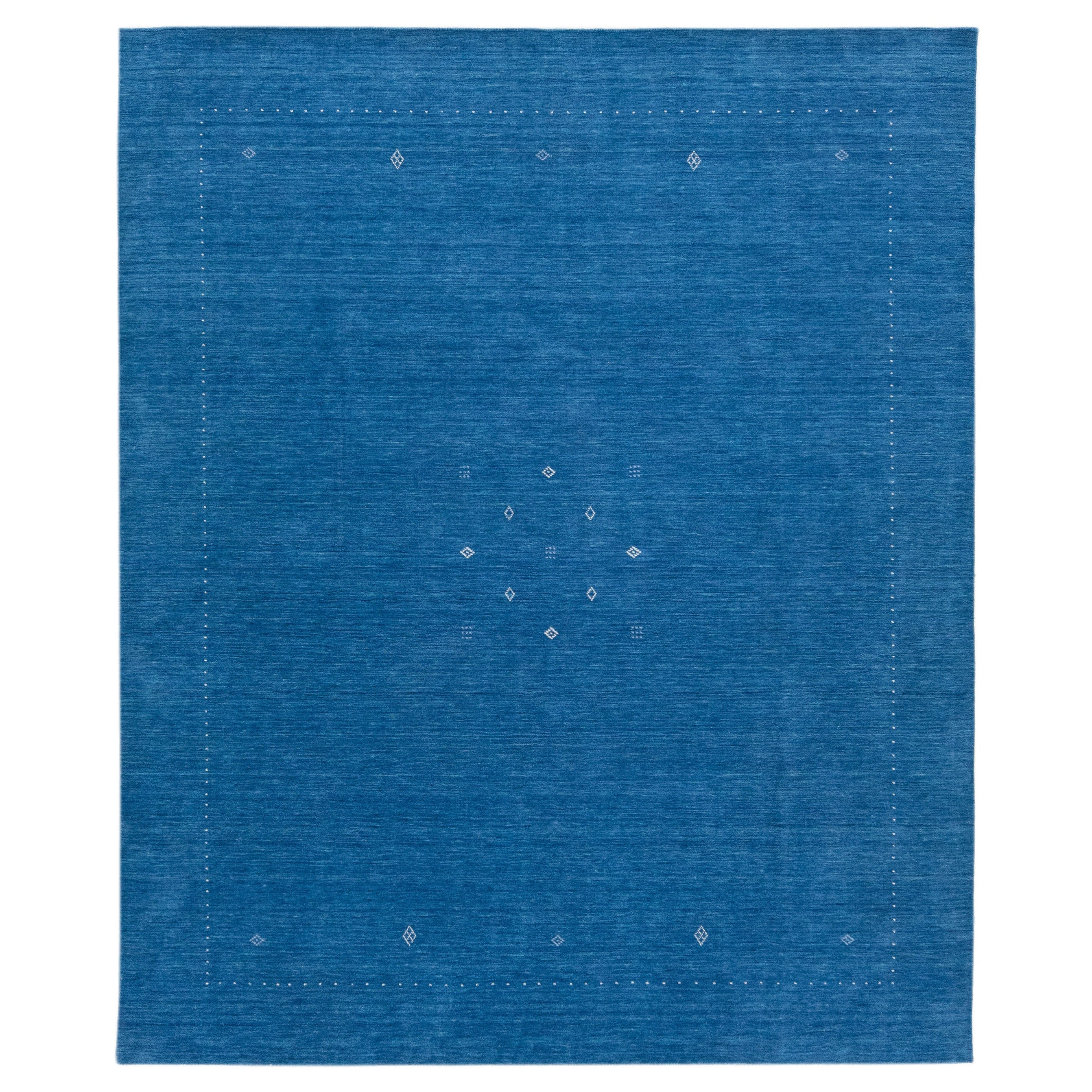 Dark Blue Wool Gabbeh Style Area Rug with Tribal Elements at 1stDibs ...