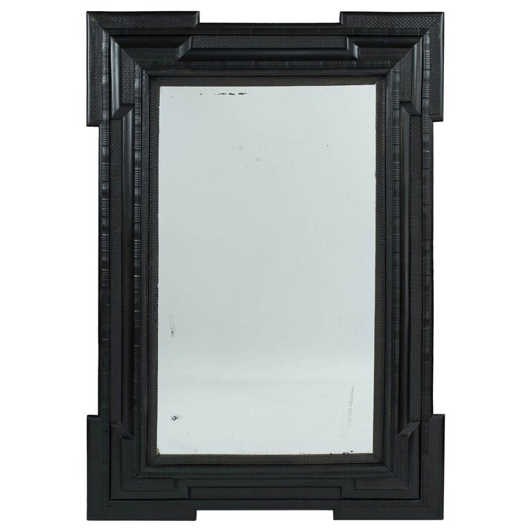 Monumental 19th Century Ebonized Ripple-Molded Mirror For Sale at 1stDibs