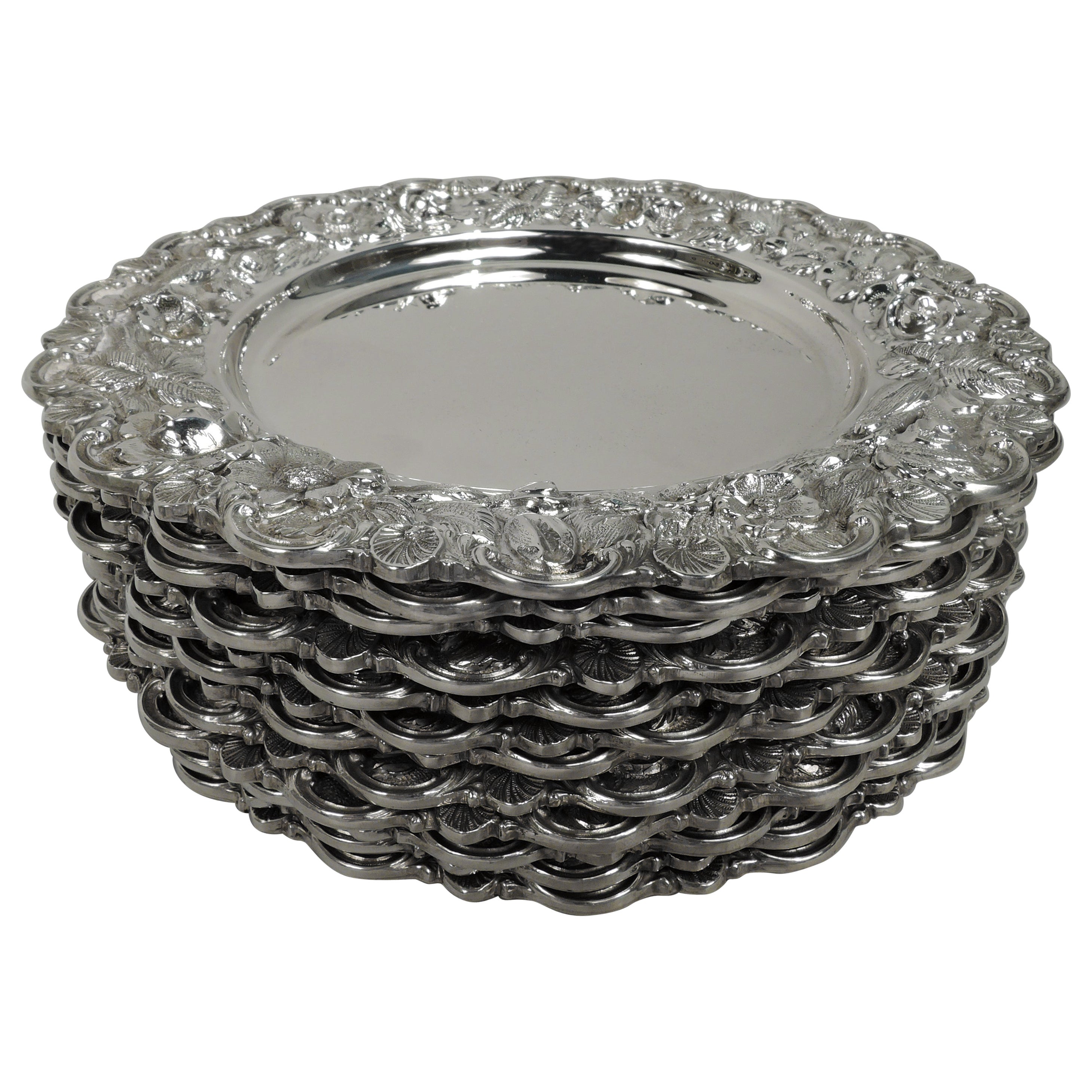 Set of Twelve Sterling Silver-Gilt Dessert Plates, circa 1900 For Sale ...