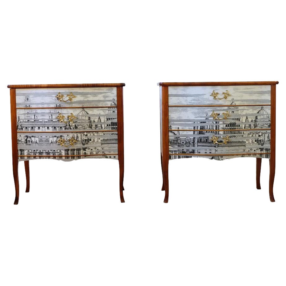 Pair of Rococo Style Chest with Fornasetti Design of Ancient Rome at ...