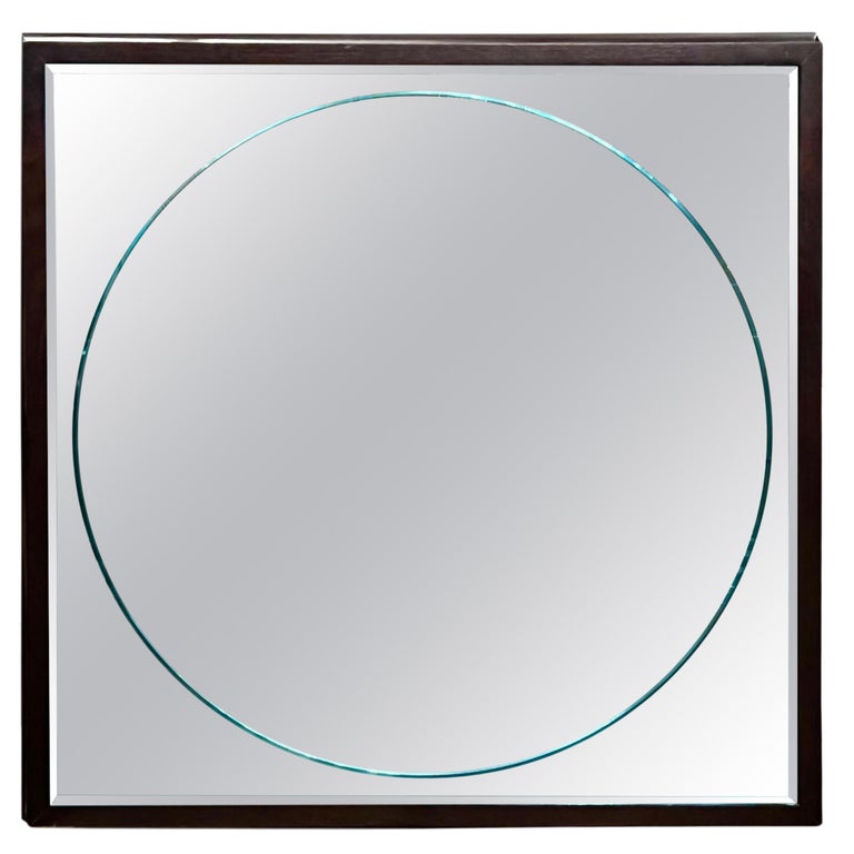 Vintage Square Blue Mirror For Sale at 1stDibs
