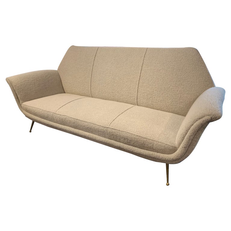 Fabulous Mid Century Settee in New Pierre Frey Fabric For Sale at 1stDibs