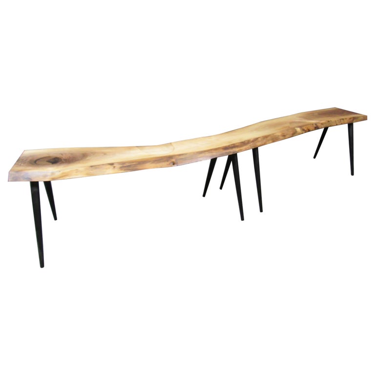 Artist Made Two Piece Live Edge Walnut Bench For Sale at 1stDibs