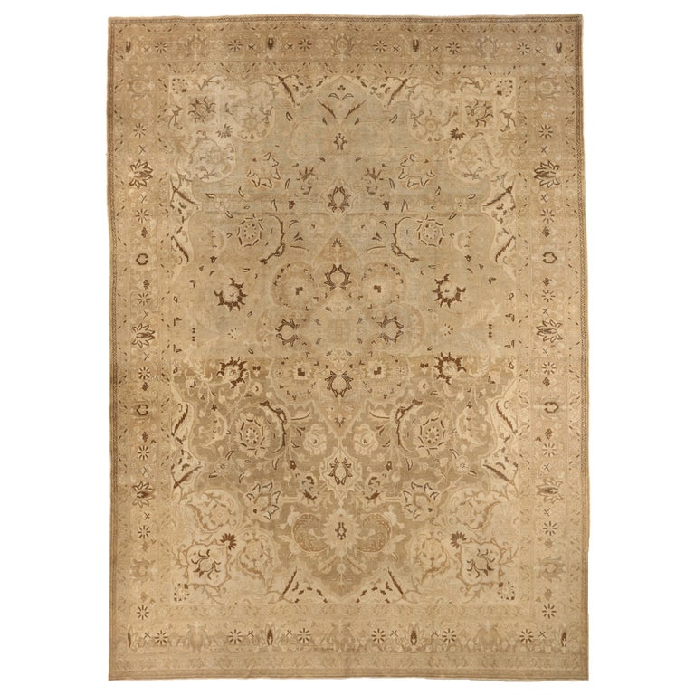 Antique Handmade Persian Rug Tabriz Design For Sale at 1stDibs