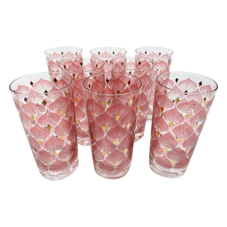Mid-Century Modern, Fred Press Highball Glasses in the "Lotus" Pattern ...
