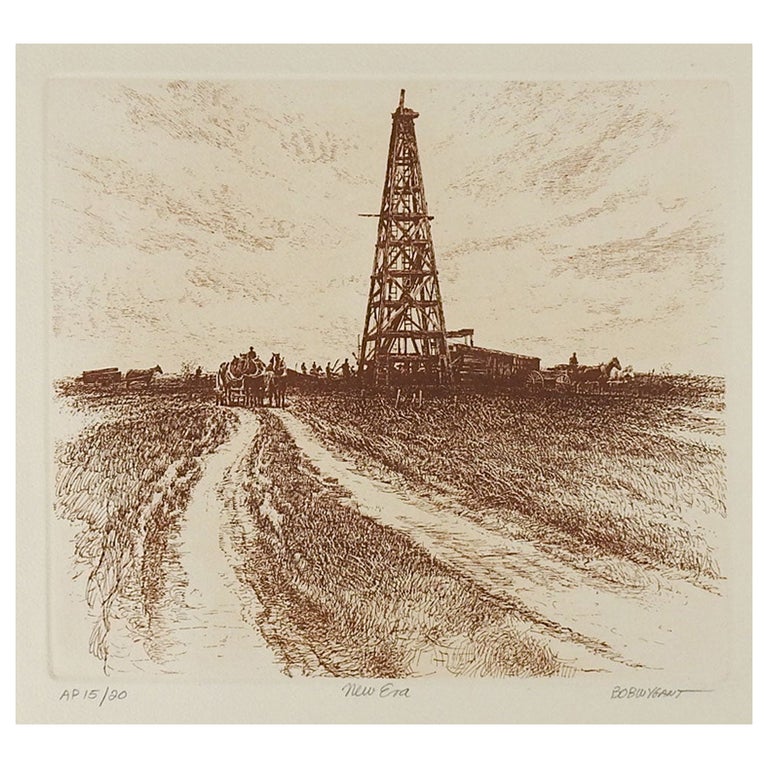 Bob Wygant Etching Oil Well Drilling Texas For Sale at 1stDibs