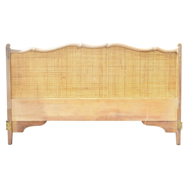 Vintage French Provincial Cane Panel Carved Wood King Size Bed ...