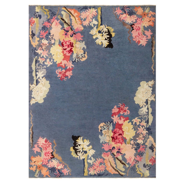 European Art Deco Blue Rug For Sale at 1stDibs