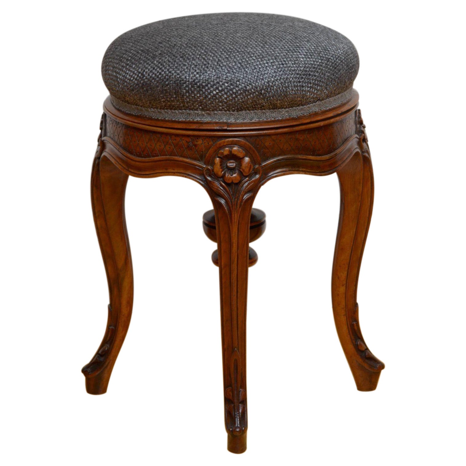 Walnut Ajustable Piano Stool For Sale at 1stDibs