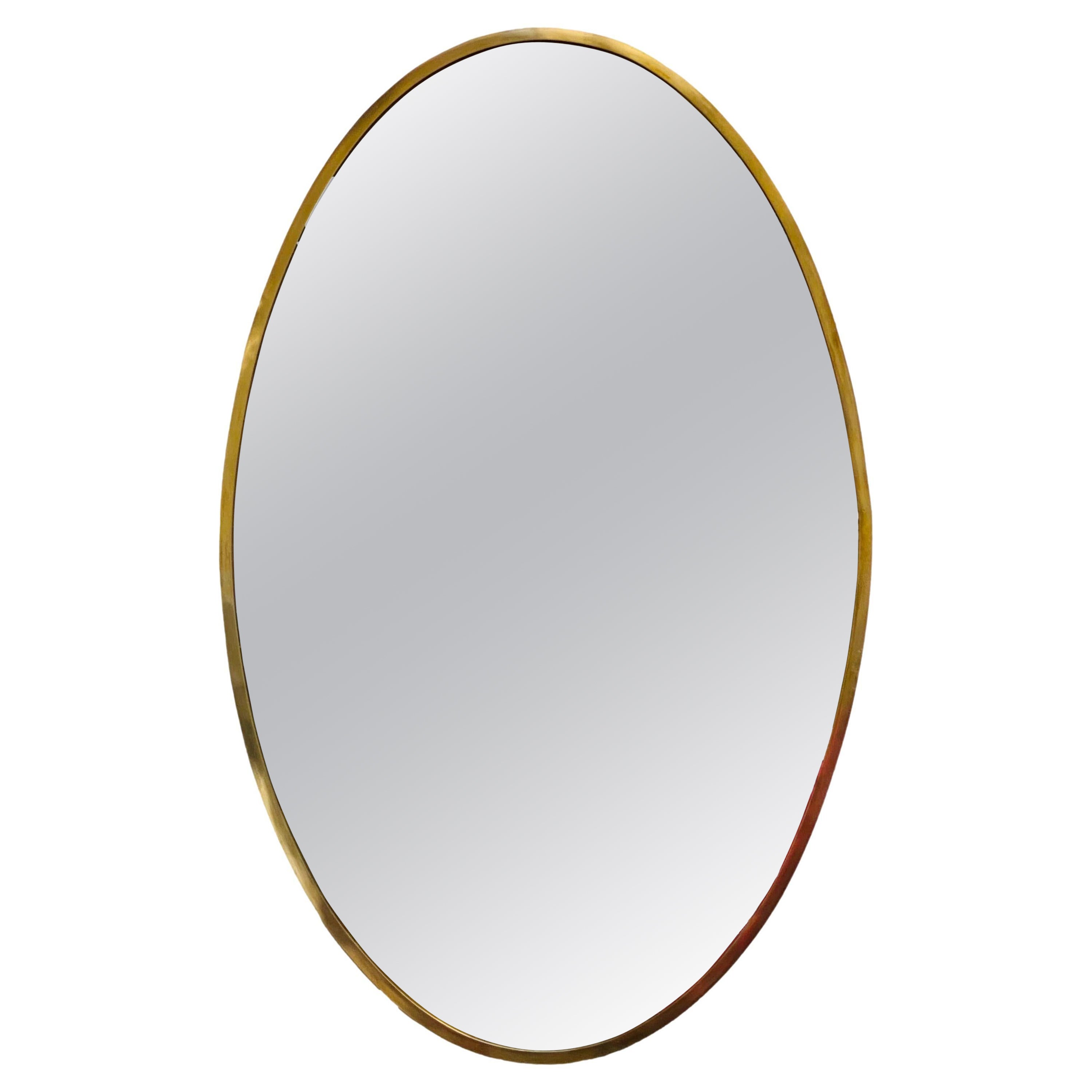 1950s French Brass Oval-Shaped Mirror at 1stDibs