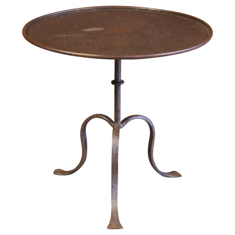 Vintage Iron Gueridon Side Table, France, 1950s at 1stDibs