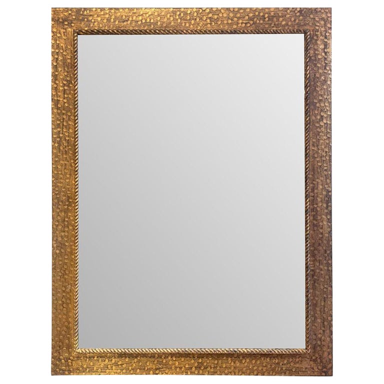 Gold Gilt Hammered and Forged Metal Frame Rectangular Mirror, Spain ...