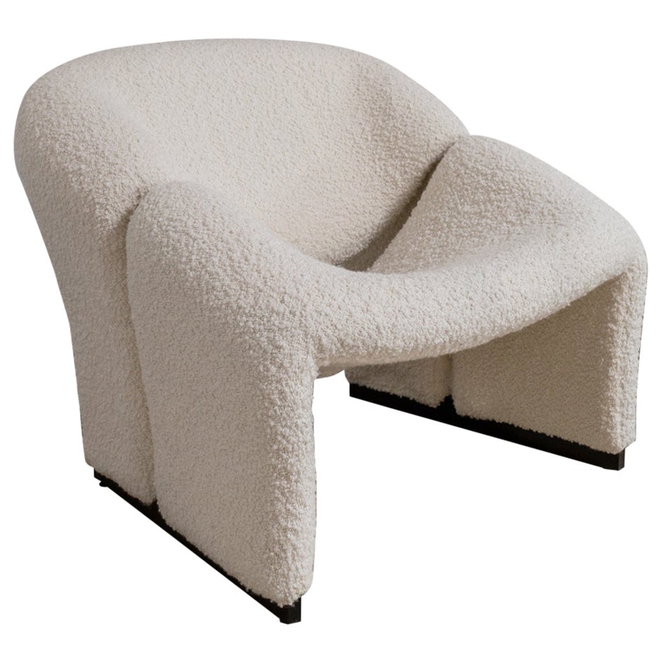 Pierre Paulin Groovy Chairs, Artifort F580, in Ivory Boucle and Leather ...