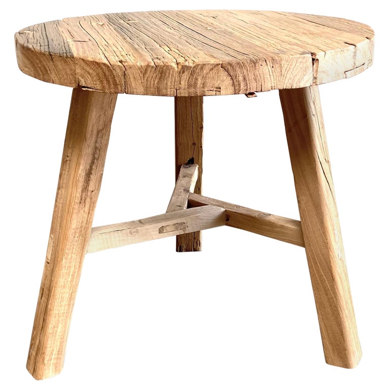 Natural Elm Wood Side Table For Sale at 1stDibs