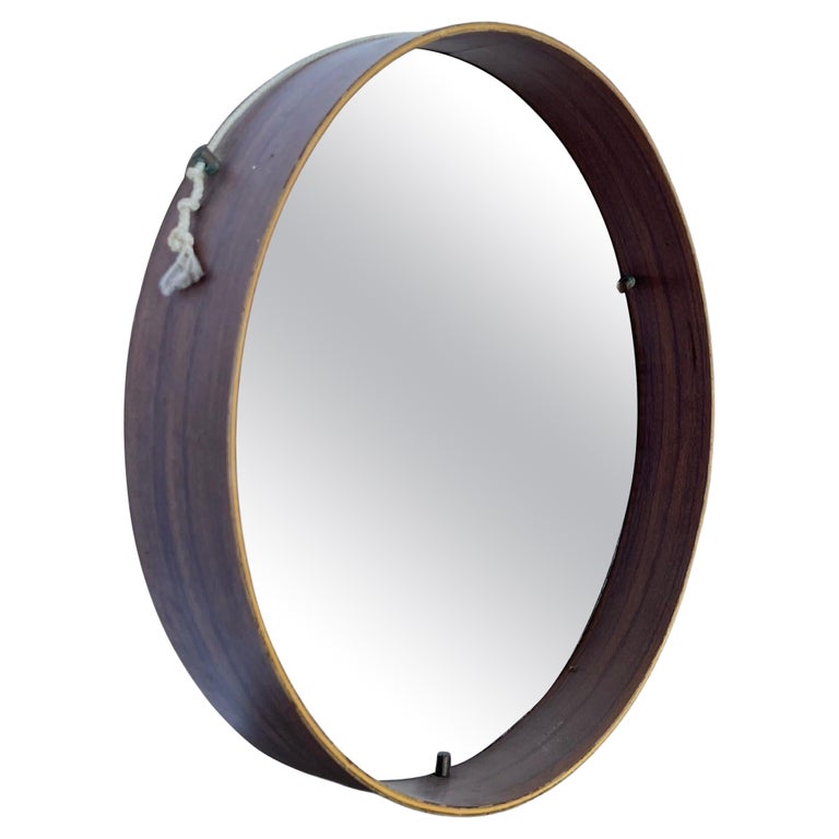 Italian Round Mirror with Rosewood Frame For Sale at 1stDibs