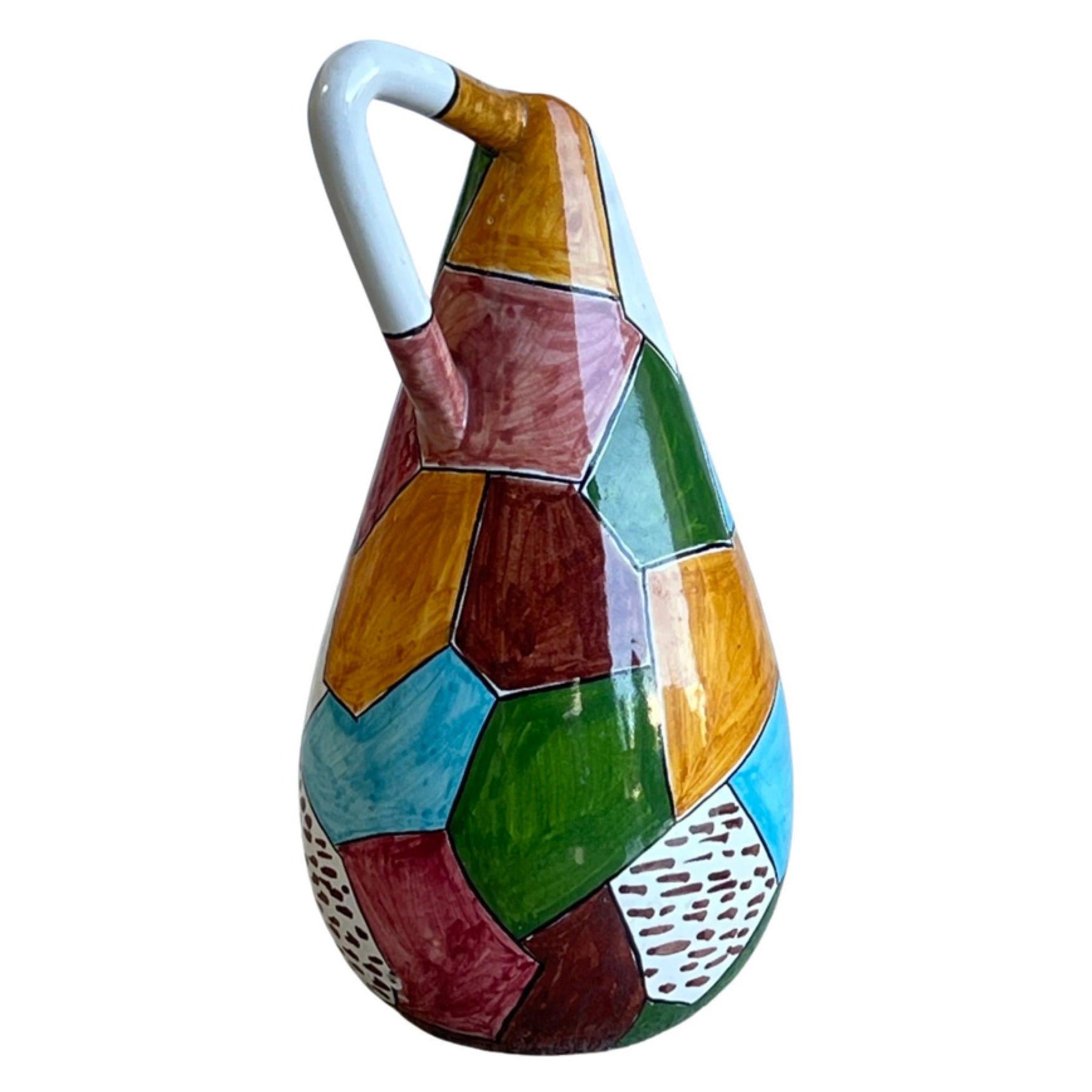 Pair of Decorative Hand Painted Ceramic Vases For Sale at 1stDibs