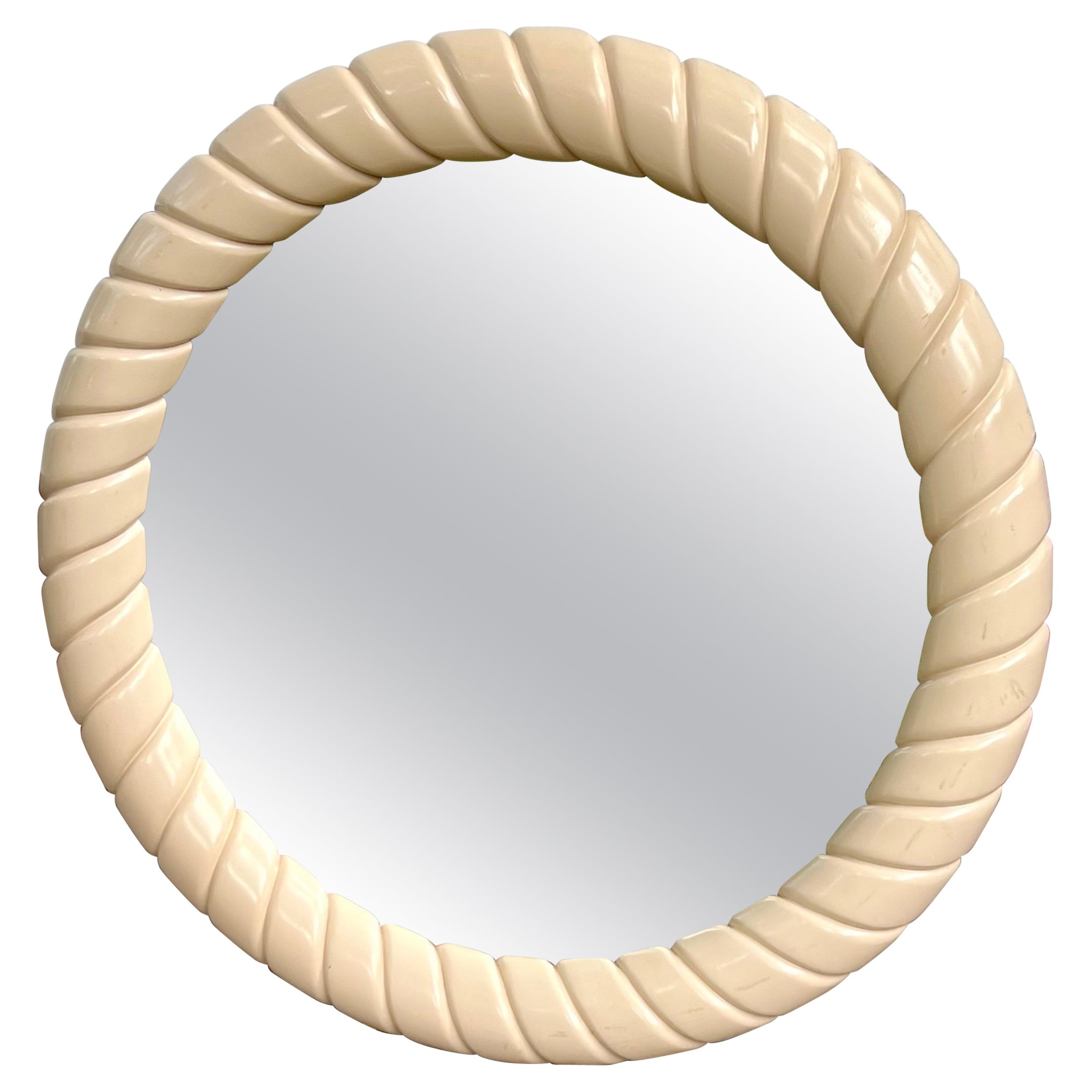Large 1980’s Rope Style Lacquered Round Mirror For Sale at 1stDibs