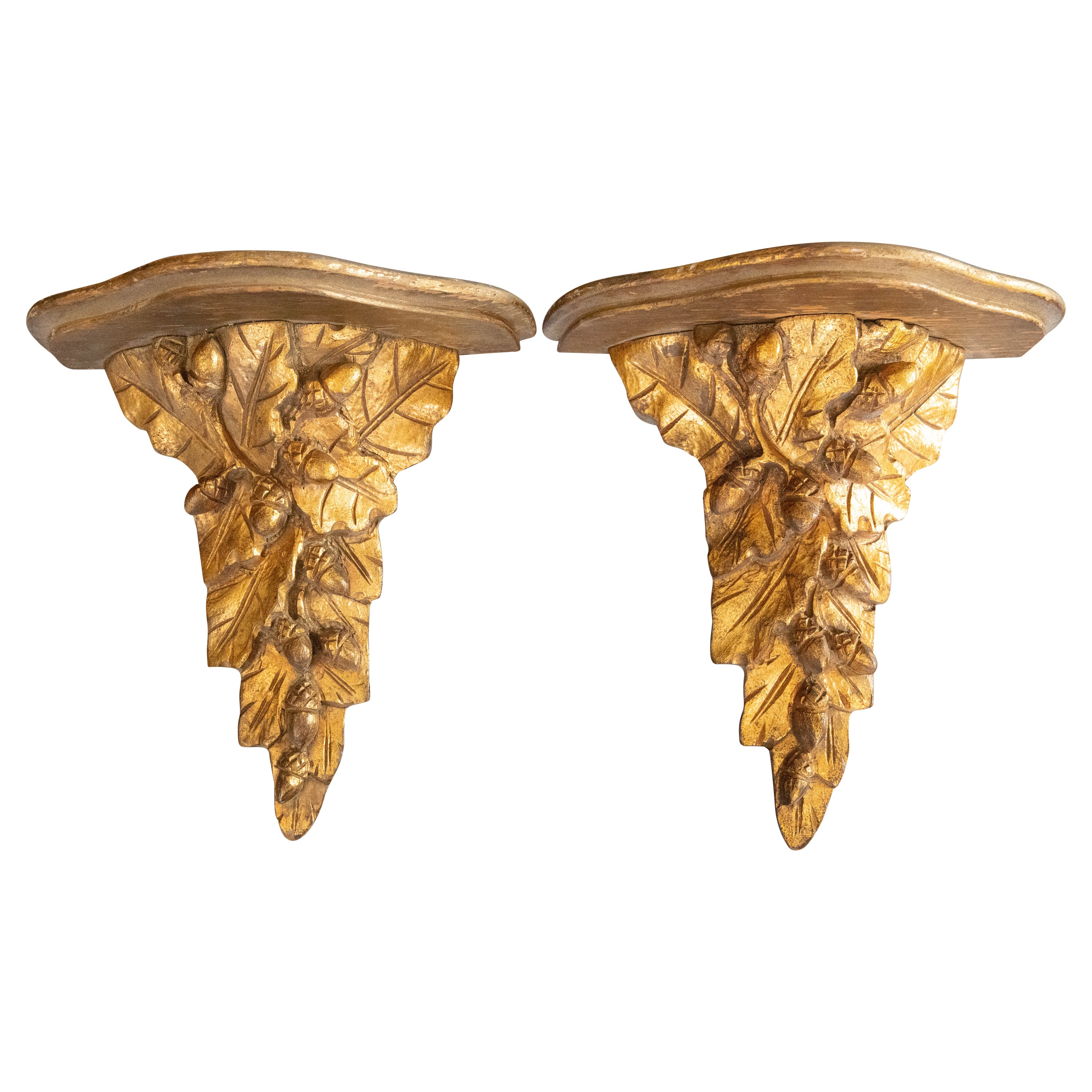 Carved Chinoiserie Hand Painted Wall Pockets Shelves Brackets at 1stDibs