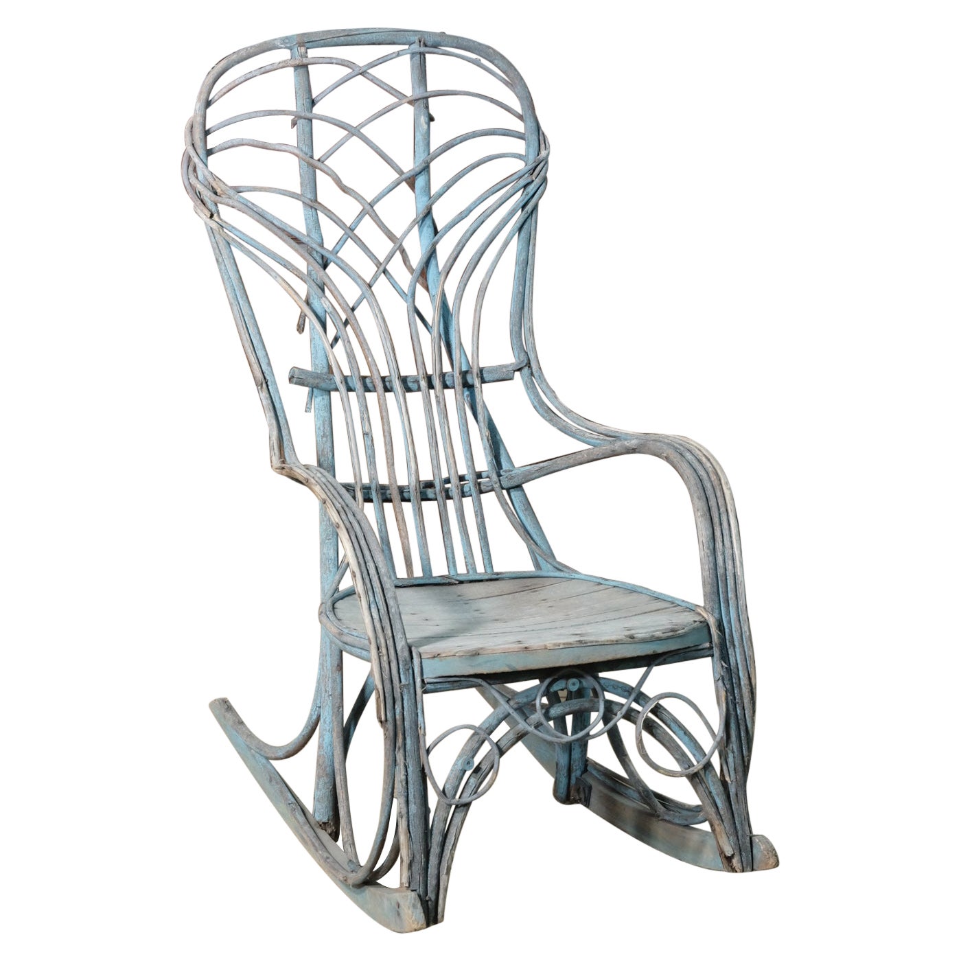 19thc Original Sage Green Painted Childs Rocking Chair From Ohio at 1stDibs