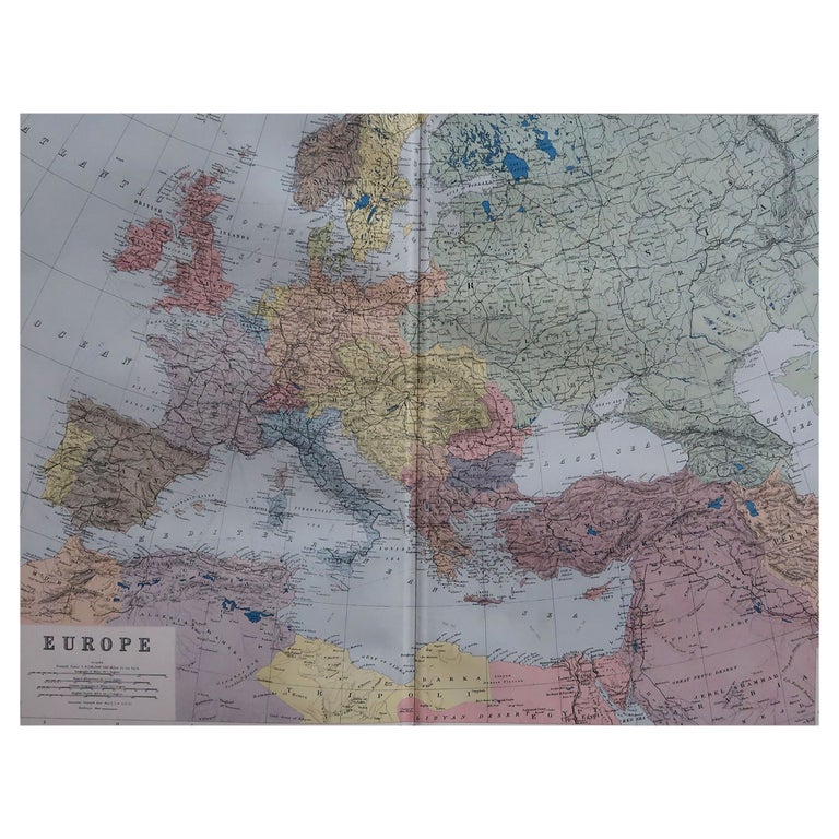 Large Original Vintage Map of Europe, 1903 For Sale at 1stDibs