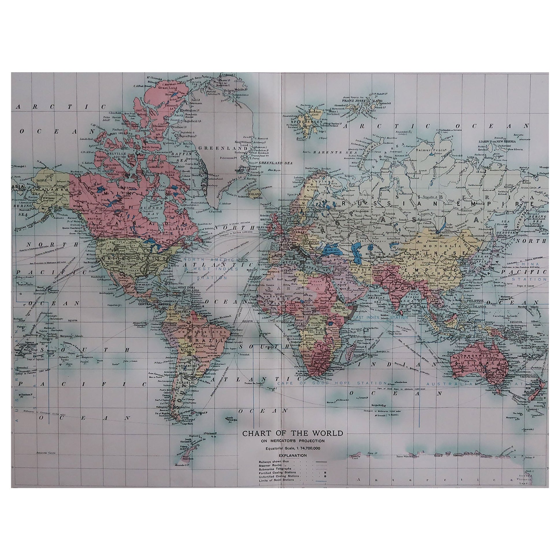 Large Original Vintage Map of Europe, 1903 For Sale at 1stDibs