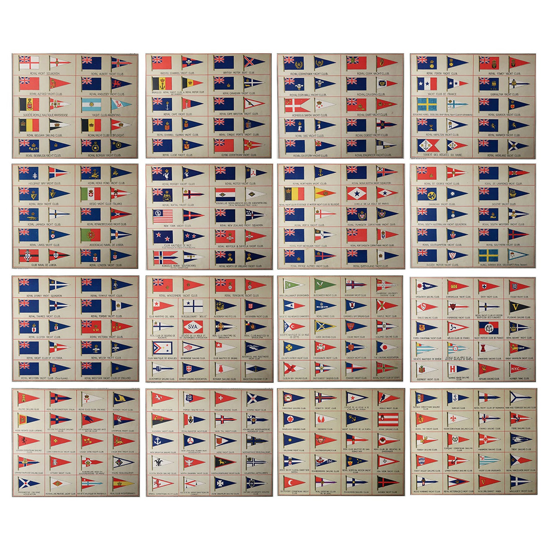 Set of 16 Original Vintage Prints of Yacht Club Flags, Dated 1923 at ...