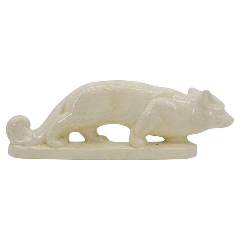 La Fontinelle French Art Deco Crackle Glaze Ceramic Fox, ca.1925 For ...