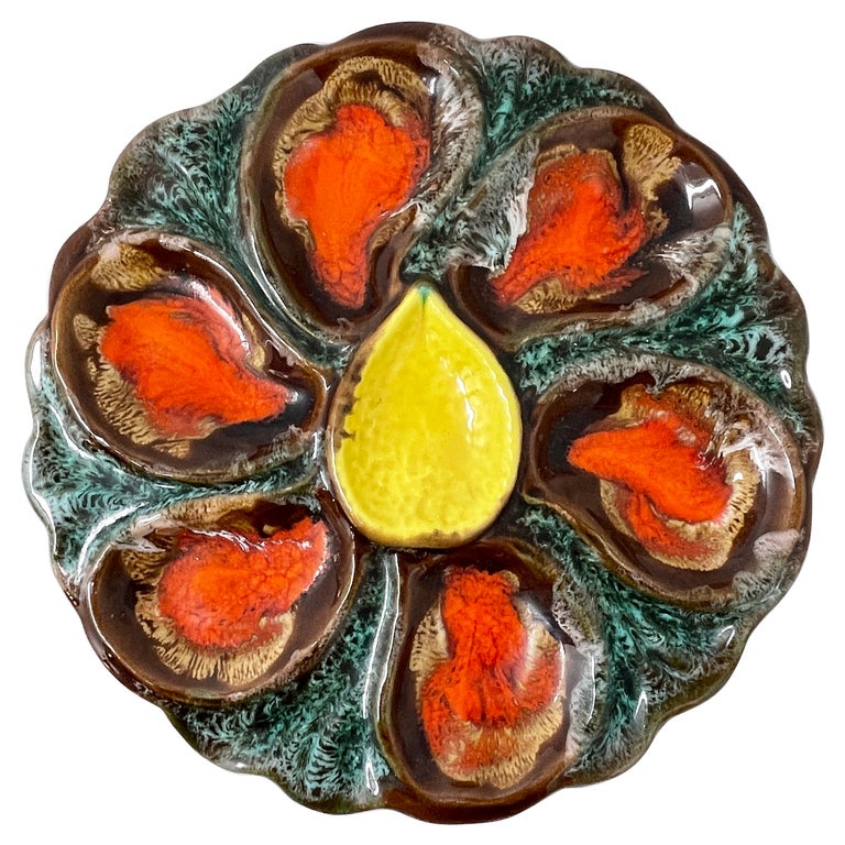 Estate French Faience Hand-Painted "Vallauris" Pottery Porcelain Oyster ...