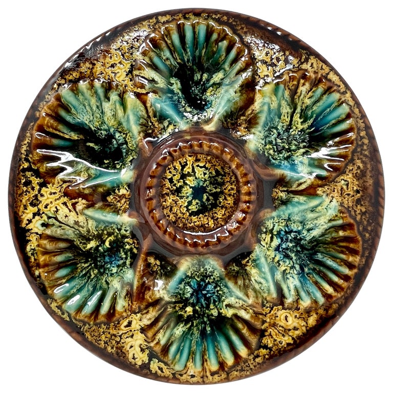 Estate French Faience Hand-Painted "Vallauris" Pottery Porcelain Oyster ...