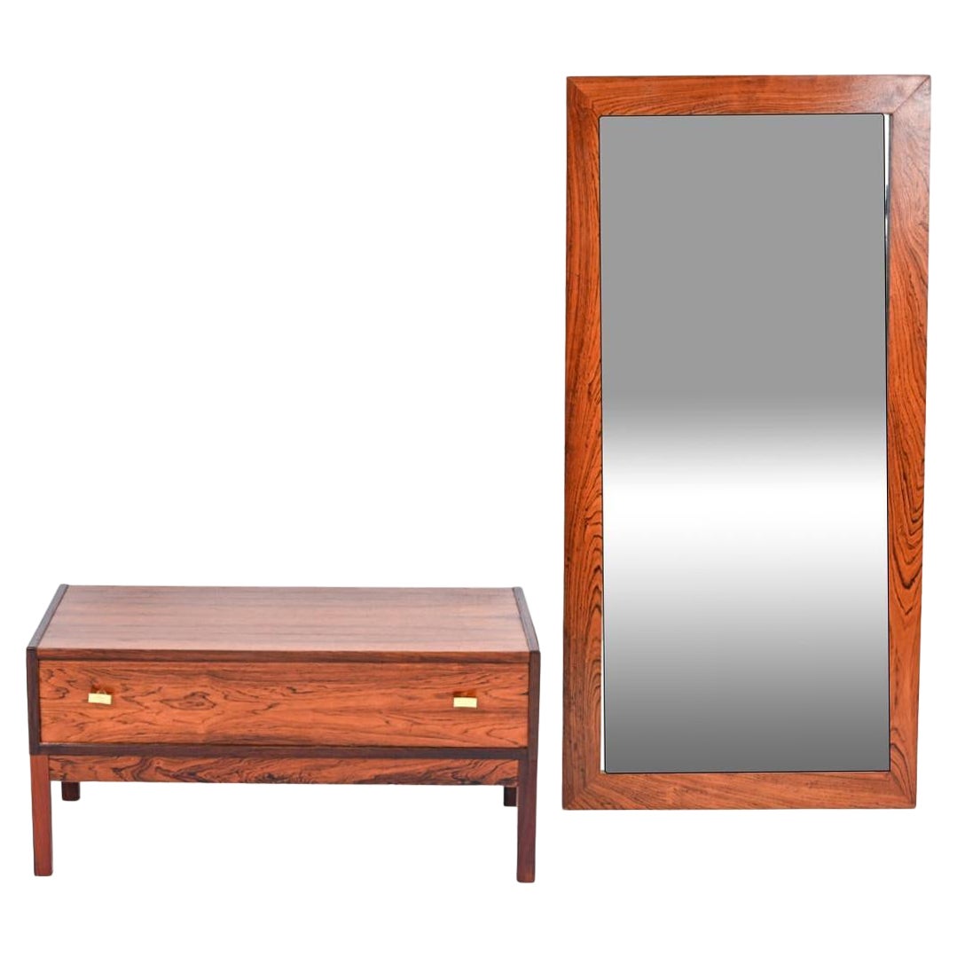 Danish Mid-Century Modern Rosewood Wall Entranceway Hall Mirror For ...