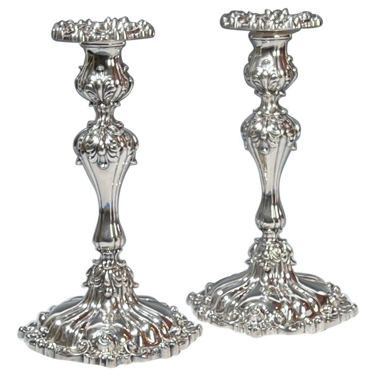 Pair of Howard Sterling Silver Elaborate Candlesticks For Sale at 1stDibs