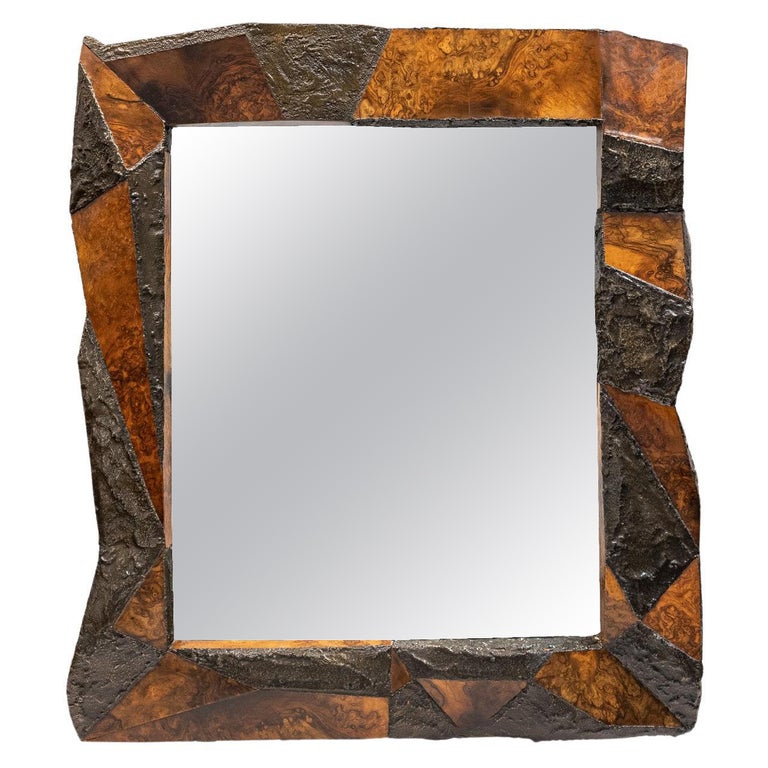 Paul Evans Rare Unique Multi-Planar Mirror in Bronze Resin and Burl ...