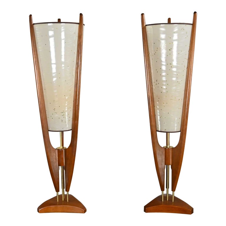 Vintage Mid Century Modern Sculpted Cone Table Lamps Arthur Jacobs for ...