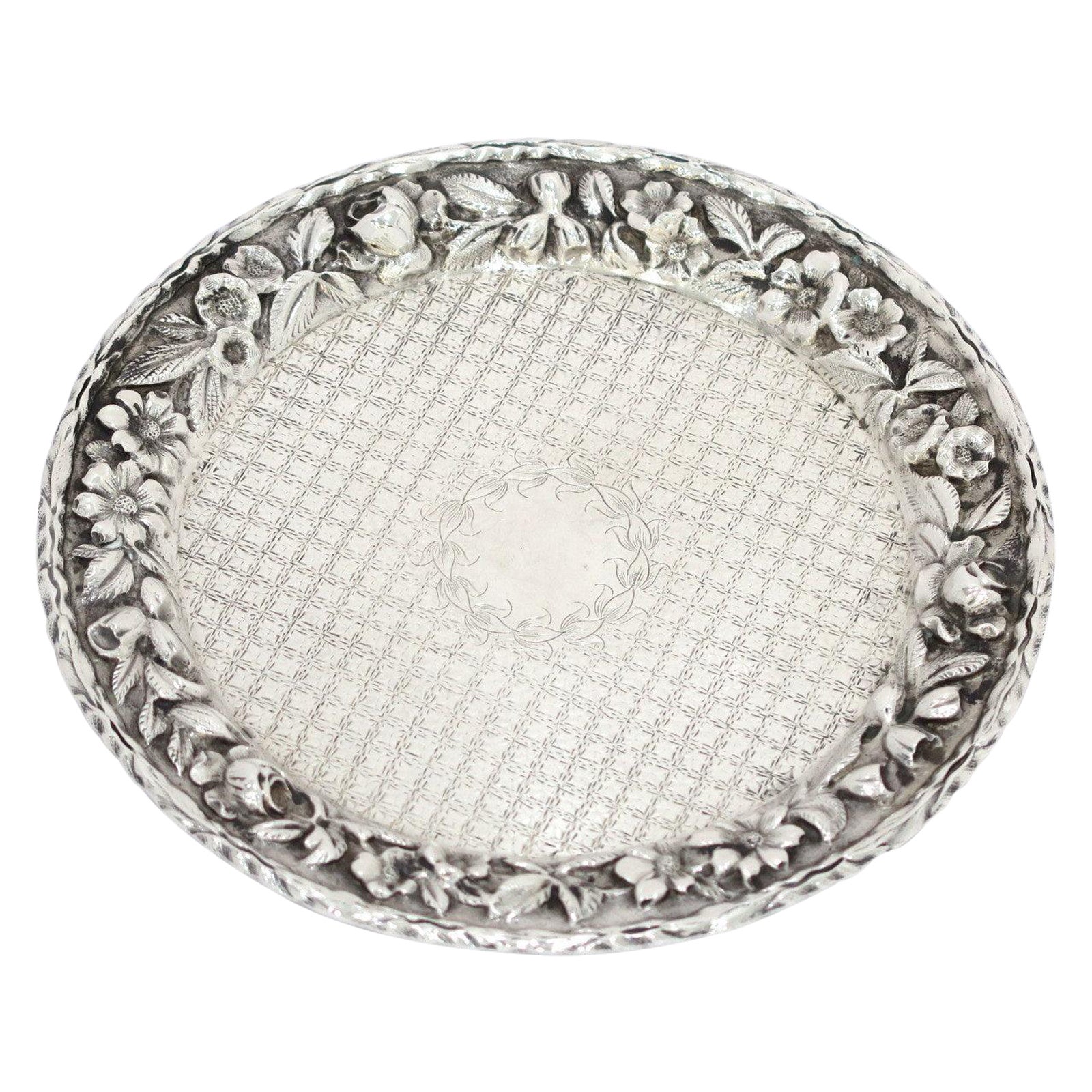 Sterling Silver S. Kirk and Son Antique Floral Repousse Serving Plate ...