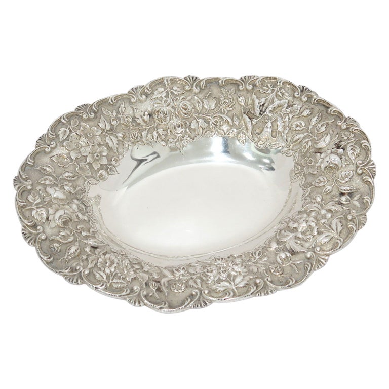 Sterling Silver S. Kirk and Son Antique Floral Repousse Oval Serving ...
