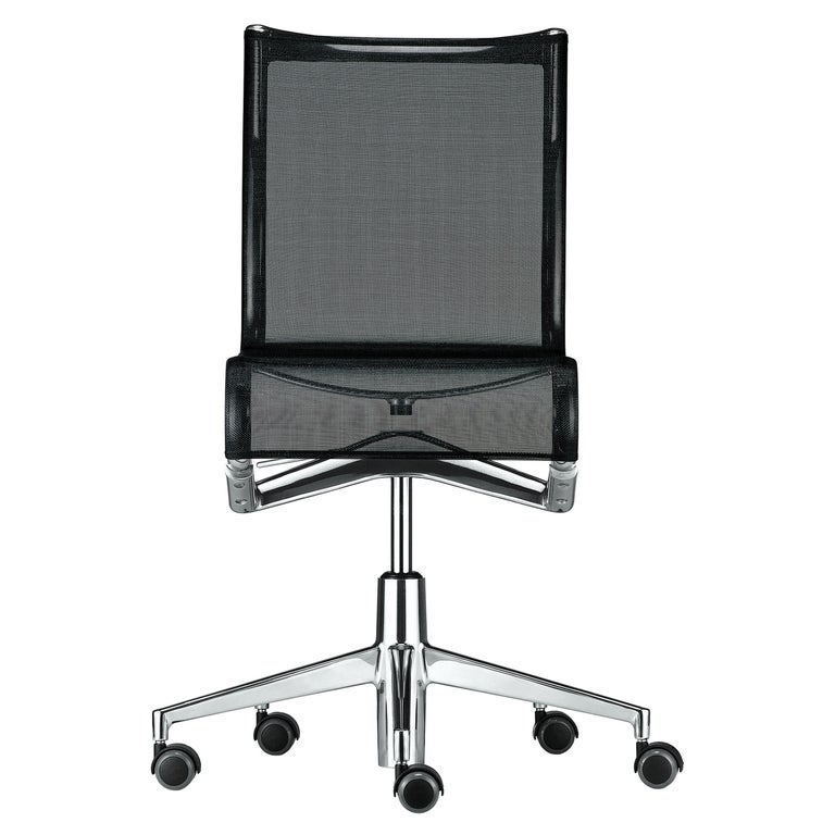 Alias 432 Rollingframe 44 Chair in Black Mesh with Chromed Aluminum ...