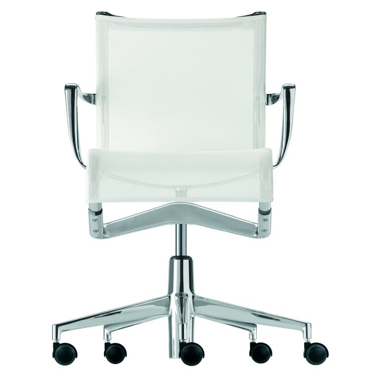 Alias 434 Rollingframe 44 Chair in White Mesh with Chromed Aluminum ...
