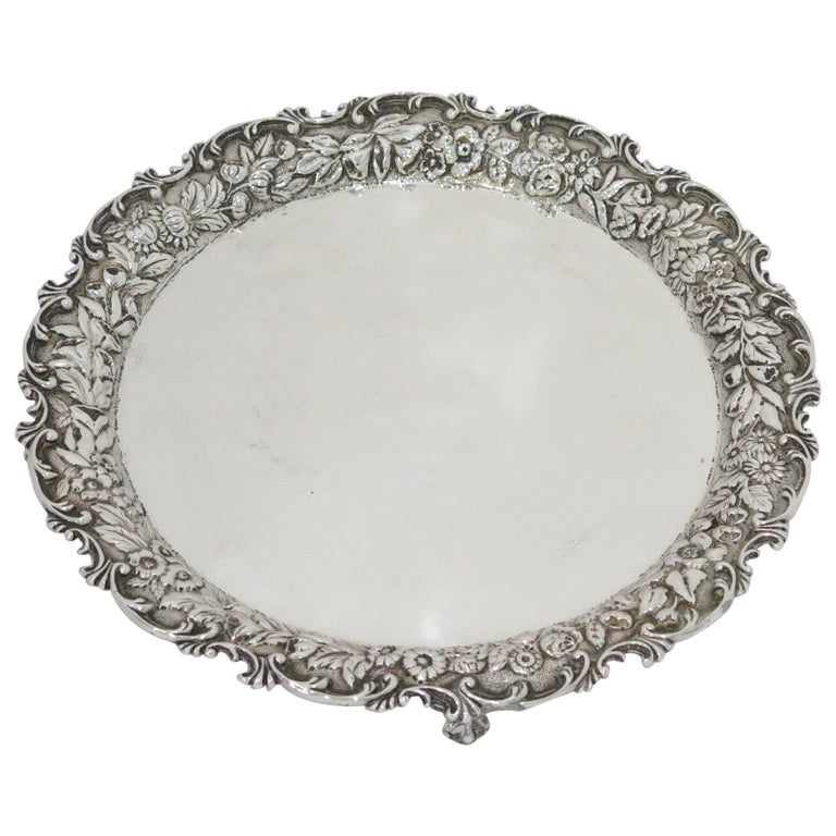 11 in - Sterling Silver S. Kirk and Son Antique Floral Repousse Rim ...