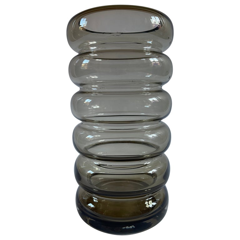 Holmegaard Danish Modern Smoke Glass Beehive Vase For Sale at 1stDibs