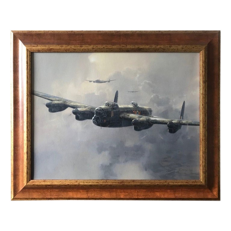 WWII RAF Lancaster Bomber Painting For Sale at 1stDibs