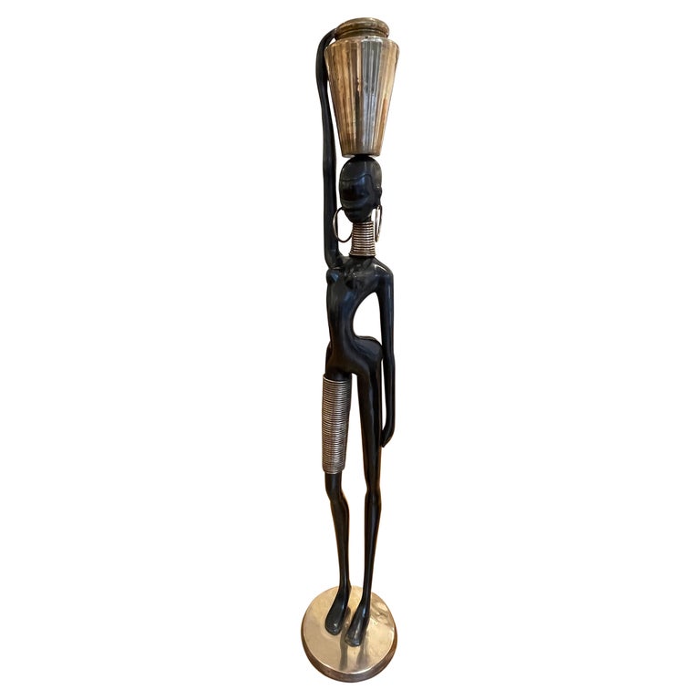 Stunning Bronze Sculpture of a Water Carrier African Lady For Sale at ...